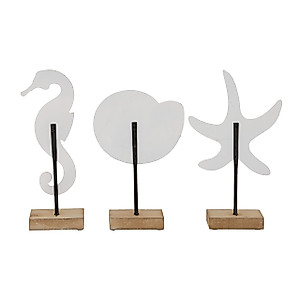Deco 79 Plastic Sea Life Decorative Sculpture Home Decor Statues, Set of 3 Accent Figurines 13", 13", 13"H, White