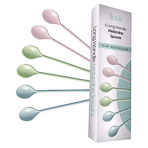 Gohh Long Handle Spoons 7.2 Inch: Latte Machiatto, Tall Iced Tea, Ice Cream Sundae, Coffee, Tea, Cocktail or Hot Chocolat Stirring Longdrink Spoons, Set of 6