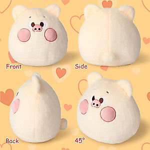 FITNISSFTW Plush Toy, Stuffed Animal Throw Plushie Pillow Doll, Soft Black and White Fluffy Friend Hugging Cushion - Cute Present for Every Age & Occasion (Round Pig)