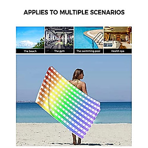 Rainbow Bath Towels Set for Bathroom, Soft Absorbent Durable Quick Dry Towel Set of 3 Multifuntion, 1 Bath Towel+1 Hand Towel +1 Washclothe, Colorful Gradient Plaid