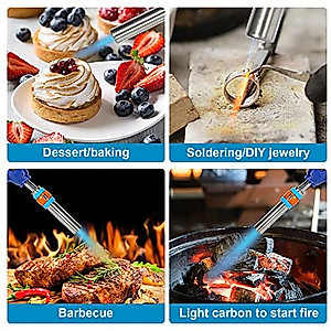 Yqlinnn 2 Pcs Butane Torch Kitchen Blow Lighter, Adjustable Nozzle Direction and Flame Size, Kitchen Torch Lighter Fits All Butane Tanks Ideal for Baking, Barbecue & Camping (Butane Gas Not Included)