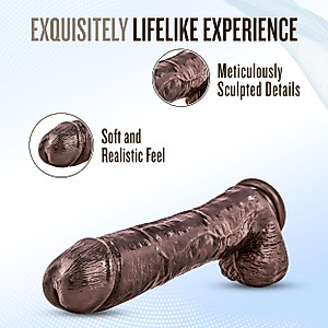Eden Adult Sex Toys - Realistic Monster Dildo - 11.5 Inch Long - Lifelike Huge Thick Penis with Strong Suction Cup - Harness Compatible for Vaginal Anal G Spot Stimulation - Women Men & Unisex - Brown