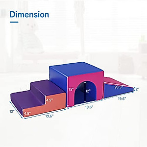 JOYMOR Indoor Soft Foam Climber Play Sets, Beginner Toddler Climber with Slide, Stairs and Ramp, Indoor Climbing Toys for Toddlers, Kids and Children