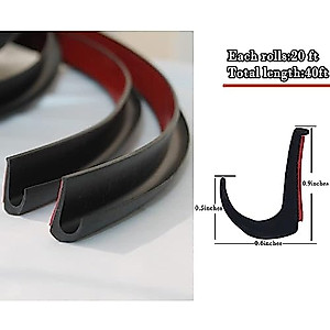 RV Rain Gutter,40 Feet Length, PTE Black Flexible Roof Rain Diverter Strip, Dril Rail for Cars, Cabins, Pavilion,Self Adhesive, Roof Gutter to Channel Water Away（Black）