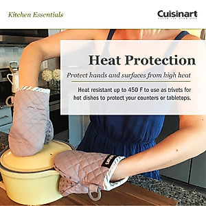 Cuisinart Quilted Mini Oven Mitts with Silicone Grip, Drizzle Grey, 2pk - Durable, Heat Resistant Oven Gloves with Thick Quilted Lining to Protect Your Hands from Hot Surfaces, 5.5" x 7.5"