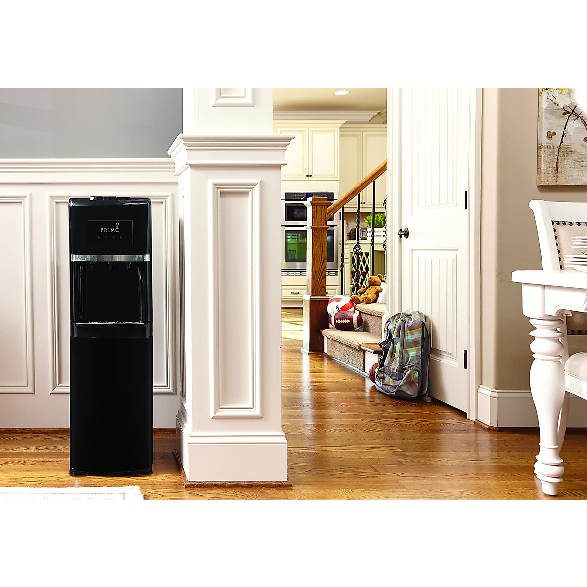 Primo Bottom Loading Water Dispenser, 3 Temp (Hot-Cool-Cold) Water Dispenser for 5 Gallon Bottle w/Child-Resistant Safety Feature, Black with Black Stainless Door