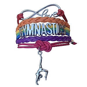 Infinity Collection Gymnastics Bracelet- Gymnastics Bracelet- Gymnastics Jewelry - Gift For Gymnast, Gymnastic Coaches & Teams (Rainbow)