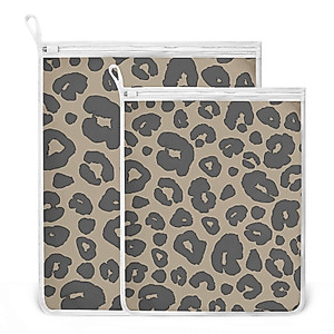 Leopard Laundry Bags Mesh Wash Bags Set of 2 Laundry Bag for Delicates Bra Washing Bags for Laundry with Zipper for Hosiery Stocking Underwear Bra Shoe College Dorm Essentials