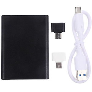 Hemobllo 64GB Portable External SSD - Mini External Solid State Drive USB 3.1 Type C External SSD Data Transfer USB C External Hard Drive for PC, Laptop, Phones, Black