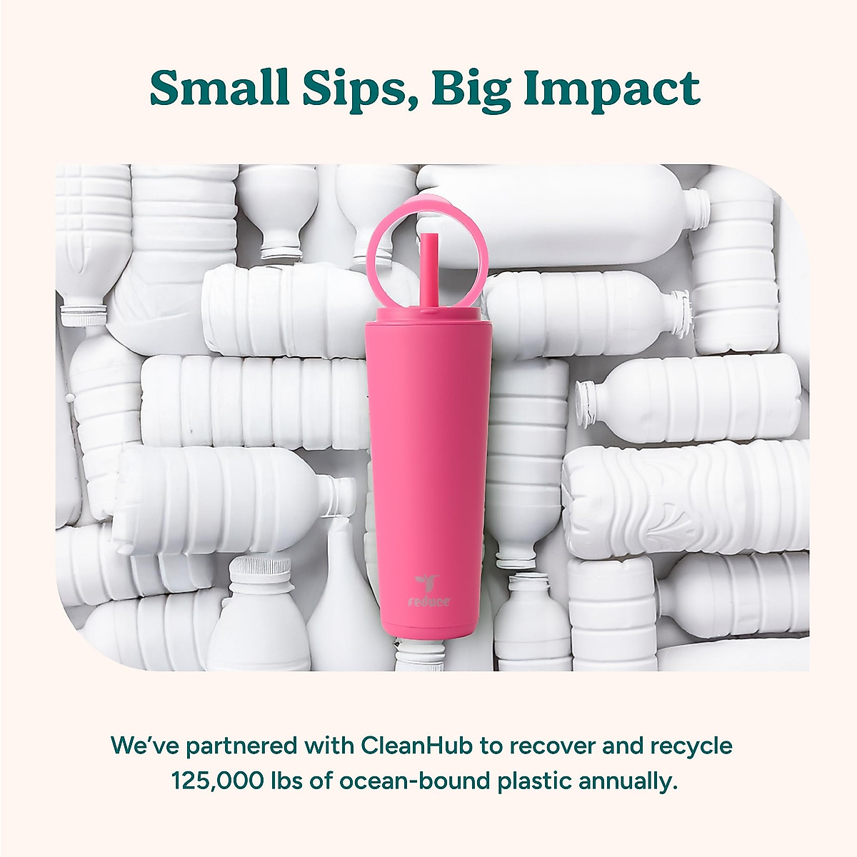 REDUCE Halo 24 oz Stainless Steel Vacuum Insulated Tumbler - Spill Proof Travel Mug with Flip Handle Lid - Keeps Drinks Cold for 32 Hrs - Dishwasher Safe - Cupholder Friendly - Dragonfruit