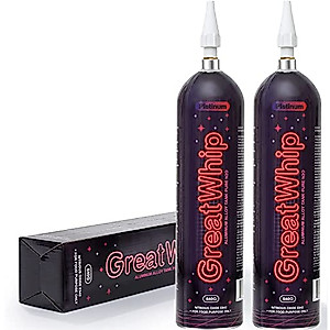 GreatWhip 640g Whipped Cream Chargers Aluminum Construction 6 Cylinders Lightest Whip Cream Tank Cartridge (1 Box)