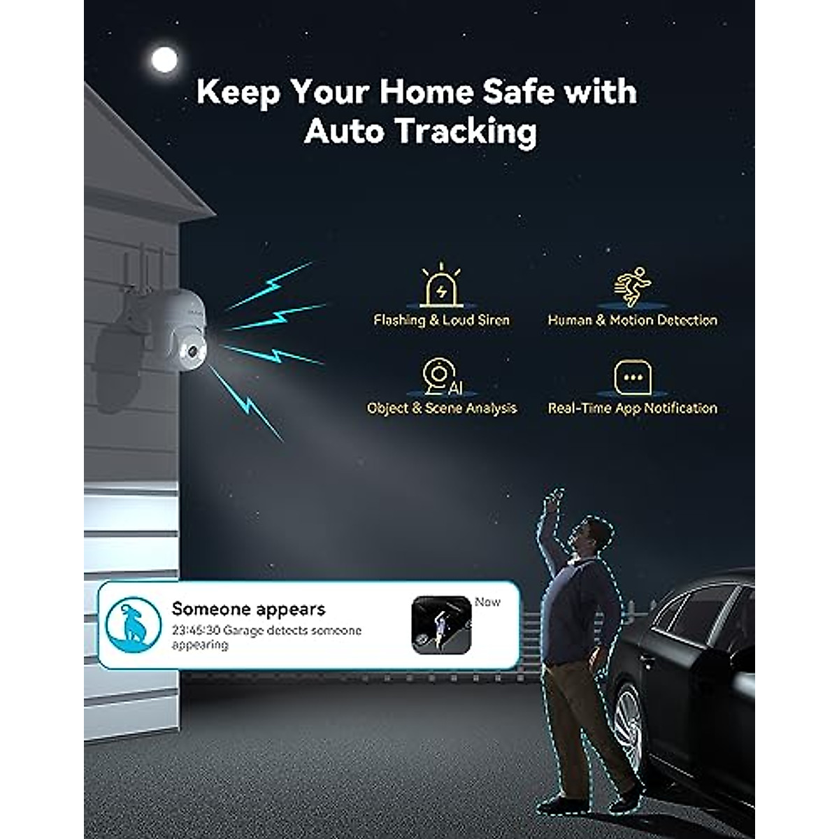 blurams 2K Security Camera Outdoor, 360° PTZ Cameras for Home Security Outside with Motion Detection Tracking, Color Night Vision, Two-Way Audio, IP66 Weatherproof, 2.4GHz Wi-Fi, Works with Alexa