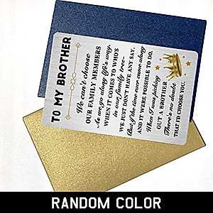 Brother Wallet Insert Card, to My Brother Colorful Metal Wallet Card Love Note Message Keepsake Gift for Birthday Graduation