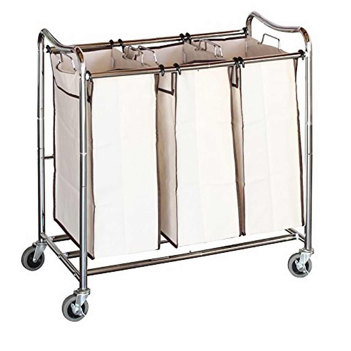AUEY Heavy-Duty 3-Bag Laundry Sorter Cart Hamper Organizer