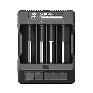 Universal 18650 Battery Charger, XTAR VP4 Smart Charger w/ LCD Display & Car Charger for Rechargeable Batteries Li-ion 18650 26650 26500 22650 18490 17670 17500 17355 and More (Full Set)