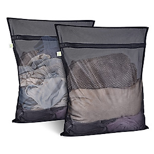 2 Pack Mesh Laundry Bags 24 x 32 inch Laundry Garment Bag Mesh Large Lingerie Wash Bags Zippered Garment Washing Net for Underwear Hosiery Blouse Sweater Dress