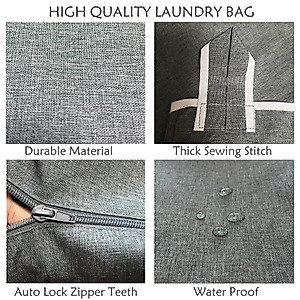 KINGSUSLAY Laundry Hamper, XL Hanging Hamper with Large Openging,Space Saving Storage Bag,Over the Door Hamper with Haning Hooks（36"x 22", Heath Grey)