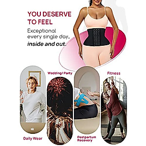 Atbuty Short Torso Waist Trainers Cincher Corset Underbust Body Shaper Latex Sport Girdle (Black (9'' Short Torso, 9 Steel Bones), XS)