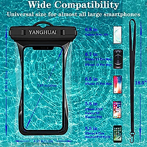 YANGHUAI Waterproof Phone Pouch Floating, Universal IPX8 Waterproof Phone Case Underwater Dry Bag for iPhone 13 Pro Max/12/11/SE/XS/XR/8 Galaxy up to 7.87", for Beach/Kayaking/Swimming (2 Pack)