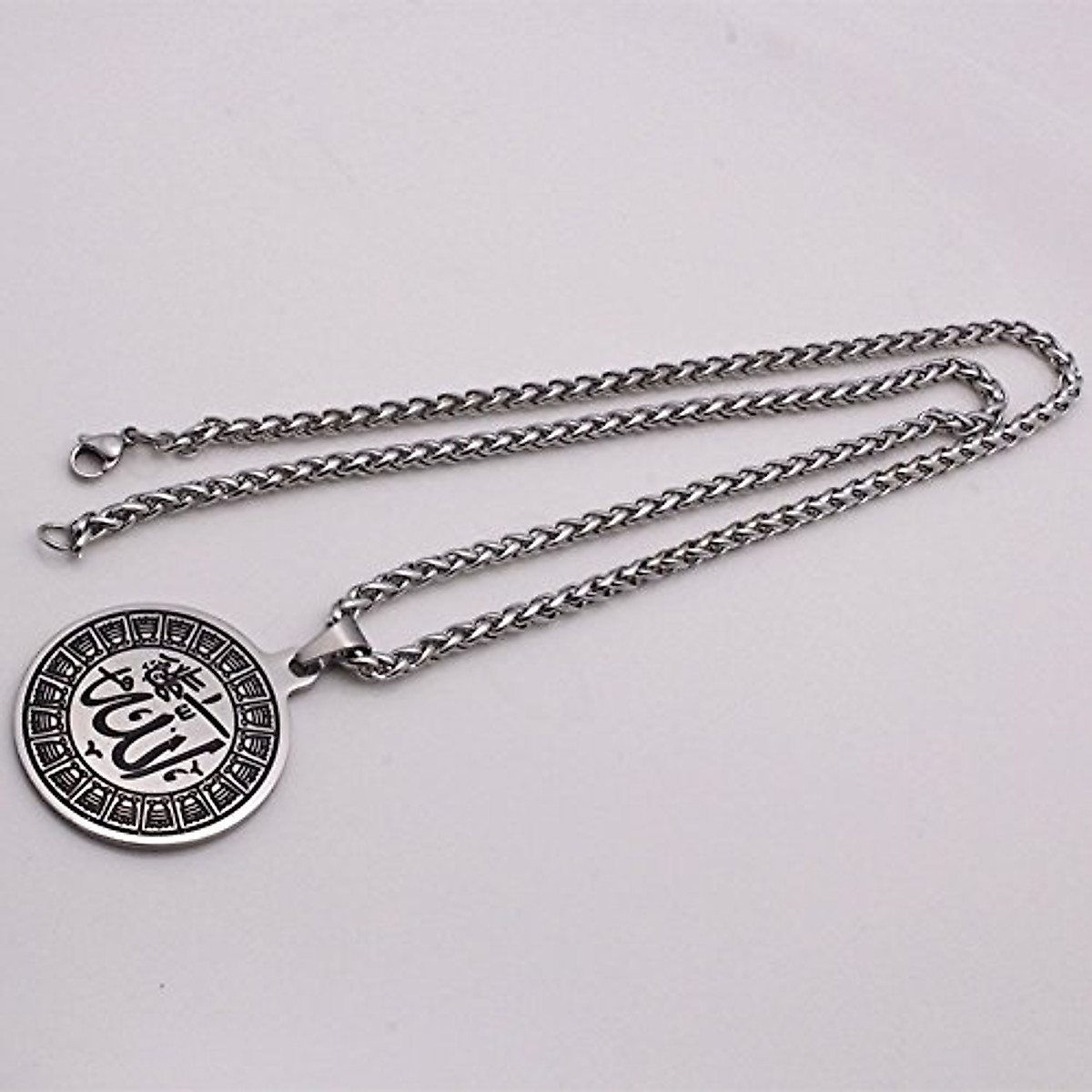 ZKDC Engraved islam Muslim Quran Allah stainless steel necklace with 60 cm chain