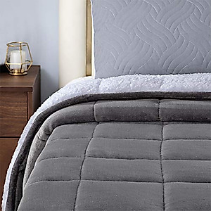 Uttermara Weighted Blanket Queen Size 15lbs 60x80 inches, Sherpa Weighted Blankets with Soft Plush Fleece, Cozy Warm White Sherpa Snuggle Thick Heavy Blanket Great for Relax and Calming, Grey