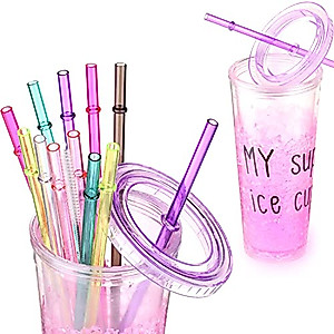 Dakoufish 13" Long Reusable Tritan Replacement Drinking Straws for 40 oz,30 oz & 24 oz Mason Jar,Tumblers, Set of 12 with Cleaning Brush (13inch,7color)