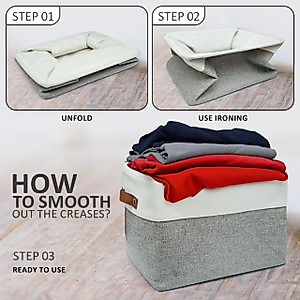 Generic Storage Bins, Fabric Storage baskets for shelves 3 Pack , Foldable Storage Linen Closet Organizer For Toys , Clothes , Home , Office 15×11×9.5 inches (Grey &White), BS1122