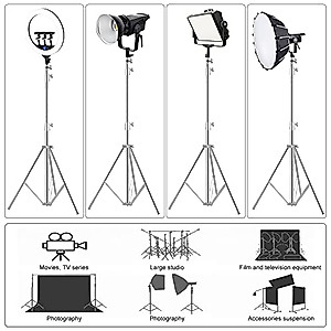Stainless Steel Heavy Duty Photography Tripod Light Stand, 9.19 Feet/2.8m Studio Lighting Tripod for Speedlight, Strobe Light, Softbox, Umbrella