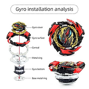 Lr Launcher Grip Bay Blades Toy Bey Battling Tops Burst Game B-184 Left Right String Launcher Booster DB B-191 Dangerous Belial All Might-2 Dynamite Battle Starter Set Gift for Boys (Black)