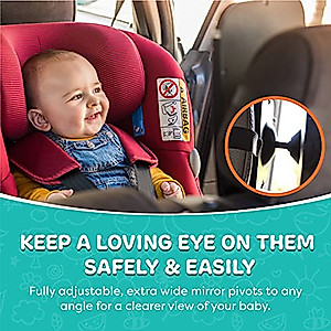 So Peep Adjustable Baby Car Mirror - Extra Large Backseat Safety Mirrors with Wide-Angle View and Headrest Straps for Rear-Facing Infant Car Seats - Newborn Essentials﻿