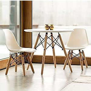 UrbanMod Kids Mid Century Style Furniture, Modern White Table Set, Round Table with Two (2) ABS Easy-Clean Chairs Highest Strength Capacity (330lbs) - Safer Chair Height