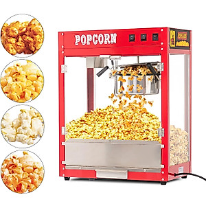 RIEDHOFF Popcorn Machine for Movie Night, 8OZ Popcorn Popper Machine with 10 PACK Popcorn Buckets, Poppers Machine Maker for 60 Cups for Batch, Old Fashion Popcorn Machine Movie Theater Style