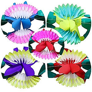 BUSOHA 2Pack Tissue Flower Garland - 12 Feet Long Tropical Multicolored Paper Flower Garland Banner for Hawaiian Luau Summer Tiki Bar Tropical Birthday Baby Shower Wedding Party Decorations Supplies