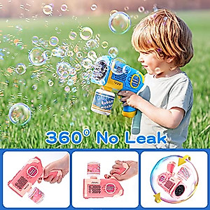 EagleStone 2 Bubble Guns for Toddlers, Automatic Bubble Machine for Kids, Bubble Blower w/ 4 Bottles Bubble Solution Refill & LED Lights, Bubbles Party Favors for Summer Outdoor Toy Birthday Gifts