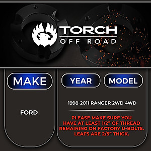 TORCH 1.5"-2" Rear Add A Leaf Lift Kit for 1998-2011 Ford Ranger 2WD 4WD 4X4