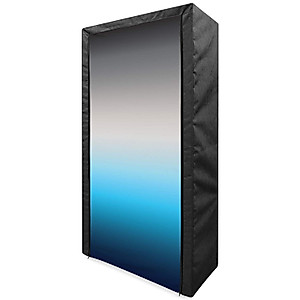 Ambesonne Ombre Portable Fabric Wardrobe, Abstract Color Change Pattern Ornamental Blue Tones Open Sky Theme Design, Clothing Organizer and Storage Closet with Shelves, 33.5", Grey and Blue