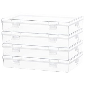 Katfort Small Storage Containers, 4 Packs Rectangular Plastic Storage Box with Lid 7.1''×4.6''×1.2'', Clear Containers for Storage, Beads, Crafts Accessories