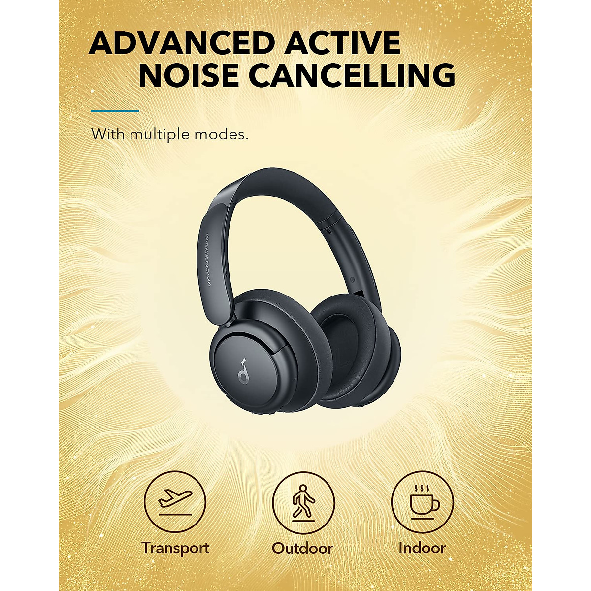 Soundcore by Anker Life Q35 Multi Mode Active Noise Cancelling Headphones, Bluetooth Headphones with LDAC for Hi Res Wireless Audio, 40H Playtime, Comfortable Fit, Clear Calls (Black) (Renewed)