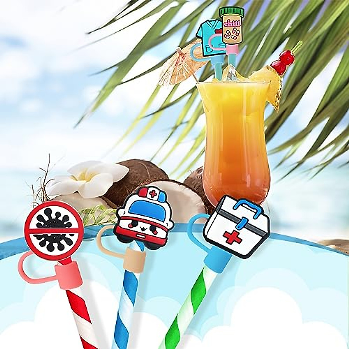 Straw Cover Cap for Stanley Cup, Reusable 8mm Straw Topper for Stanley 30&40 Oz Tumbler, Cute Straw Tip Covers for Stanley Cups Accessories (Medical)