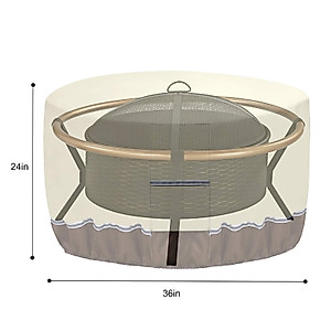 KREVEROY Outdoor Patio Round Fire Pit Cover 36 inch Heavy Duty 600D Waterproof Patio Gas Fire Pit Table Covers with Air Vent 36 x 36 x 24in