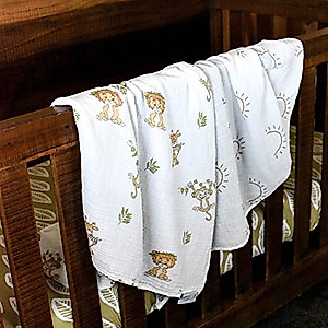 Brilliant Bambino - Baby Swaddle Receiving Blanket - 2 Pack | Boho Safari Animals & Sunrise Set | Muslin Cotton Blend | Newborn Essentials | Boys & Girls Baby Stuff | Swaddle Blanket