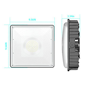 Deojoy LED Canopy Light Fixture 45W 1 Pack,HID/HPS Replacement, 9.5" x 9.5", LED Shop Light, 5700K, AC100-277V, IP65 Waterproof,Canopy Light Outdoor for Gas Station,Warehouse Light (45W-1Pack)