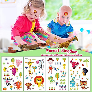 Leesgel 300pcs Temporary Tattoos for Kids, Featured 5 Series of Fake Waterproof Tattoos for Boys Girls- Spaceships, Dinosaurs, Animal Zoos, Mermaids, Pirates. (20 Sheets)