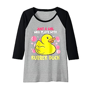 Rubber Duck Just A Girl Cute Duckie Rubber Duck Lover Quack Raglan Baseball Tee
