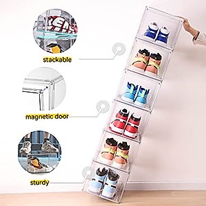 Attelite 3 Pack X-Large Drop Front +6 Pack Large Side Open Clear Plastic Shoe Organizer Box, Stackable Shoe Containers for Display Sneakers
