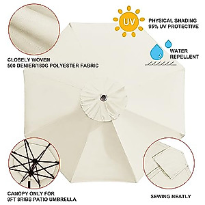 EliteShade 9ft Patio Umbrella Market Table Outdoor Deck Umbrella Replacement Canopy Cover(Canopy Only)(White-35)