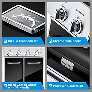 NutriChef 52,000 BTU 5-Burner Stainless Steel Propane Gas Grill with Portable Design, Electronic Ignition, Built-in Thermometer and Heavy-Duty Construction