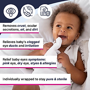 Dr. Fischer Premium Baby Eyelid Wipes, 60 Count, Pre-moistened, Hypoallergenic, Non-Irritating, Rinse Free, Pediatrician Recommended