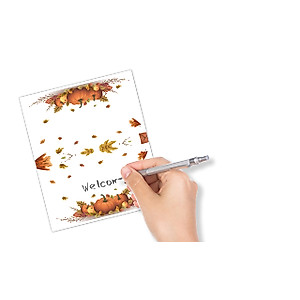Table Place Card, Fall Harvest Thanksgiving Themed Tent Style Cards, Pack of 25 Half-Fold Reception Place Card with Pumpkin, Perfect for Thanksgiving Dinner, Party, Birthday, Wedding, Banquet A11