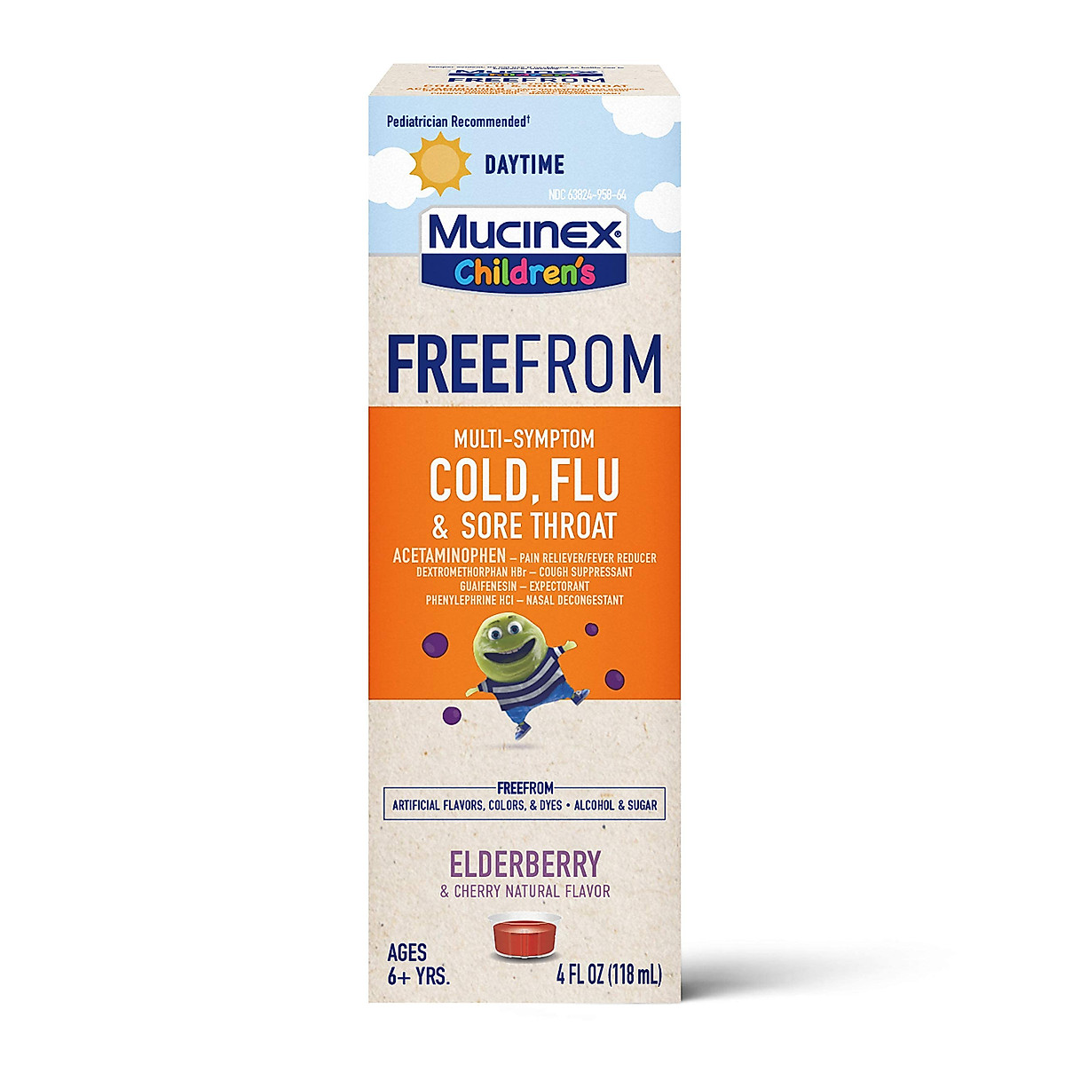 Mucinex Children's Liquid - FreeFrom Multi-Symptom Cold, Flu & Sore Throat 4oz, 1 pack